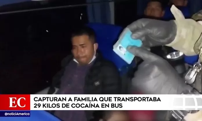 Capturan a familia que transportaba 29 kilos de cocaína en bus