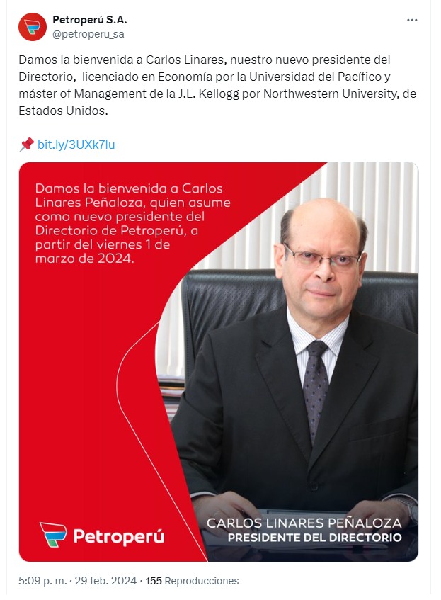 Carlos Linares es el nuevo presidente de Petroperú