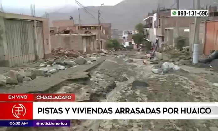 Chaclacayo: Huaico arrasó con pistas, viviendas y desagüe