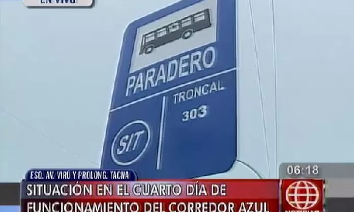 Corredor Azul: separan paraderos de 301 y 303 en Prolongación Tacna