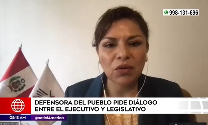 Defensora del Pueblo pide diálogo entre el Ejecutivo y Legislativo