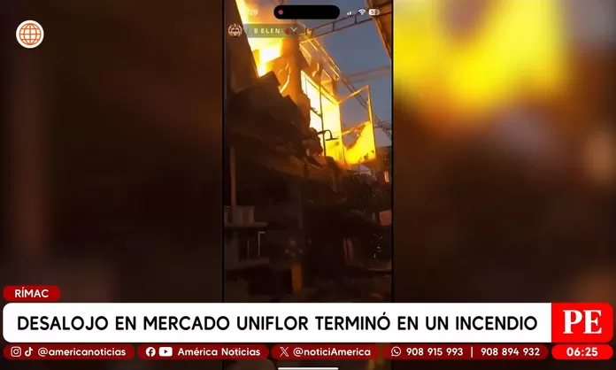 Rímac: Incendio durante desalojo en mercado Uniflor