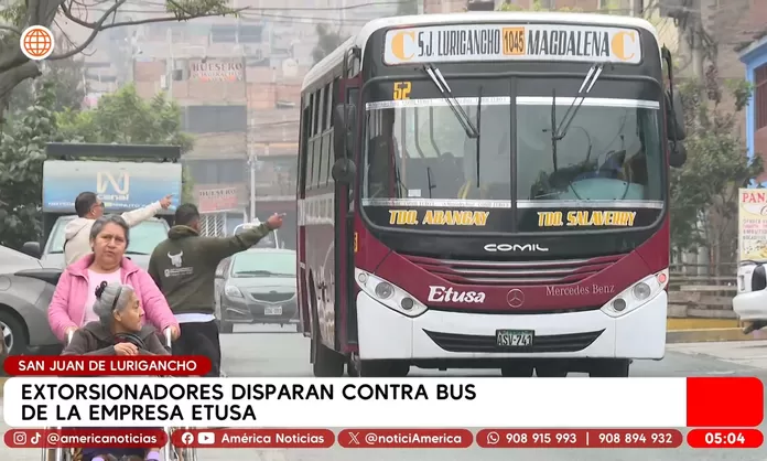 Disparan bus de Etusa en paradero de San Juan de Lurigancho
