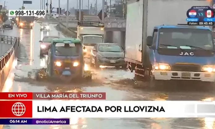 Intensa llovizna en Lima y Callao dejó calles y pistas inundadas