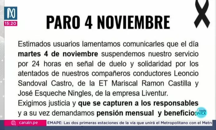 Línea ‘La 50’: se suma al paro de mañana
