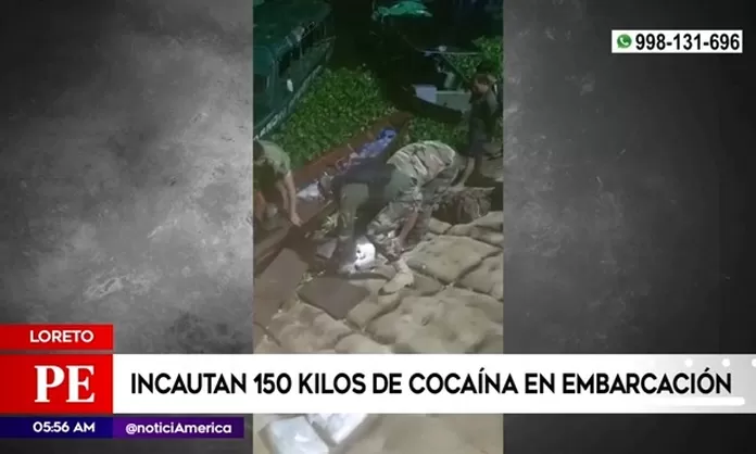 Loreto: Incautan 150 kilos de cocaína en embarcación