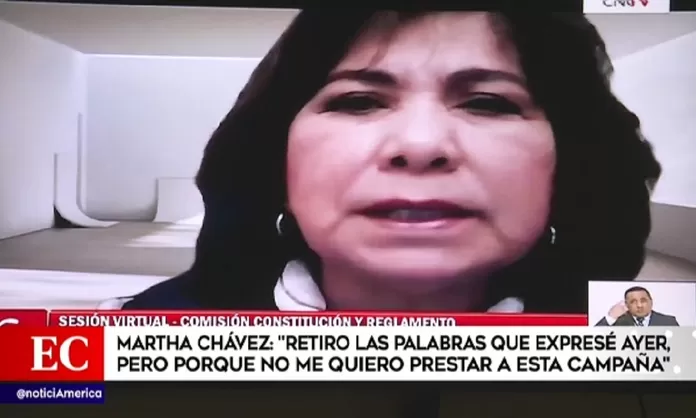 Martha Chávez retiró sus expresiones contra Vicente Zeballos
