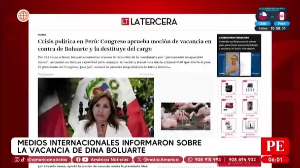 Reacción internacional tras vacancia de Dina Boluarte