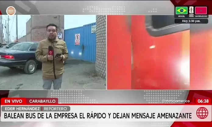 Carabayllo: Balean bus de la empresa El Rápido y dejan mensaje amenazante