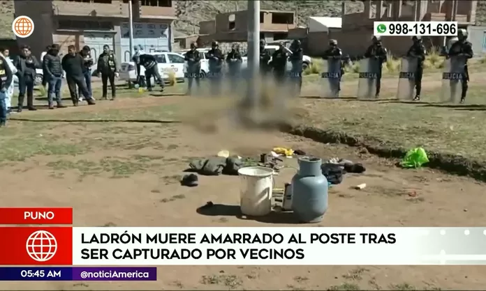 Puno: Ladrón murió amarrado en poste tras ser capturado por pobladores