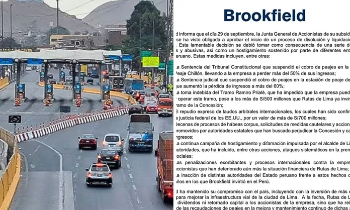 Brookfield inicia arbitraje internacional contra el Perú