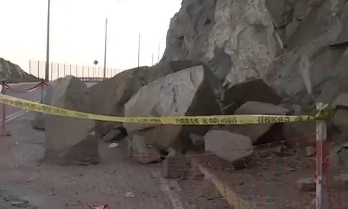Reportan nueva caída de rocas en vía Pasamayito