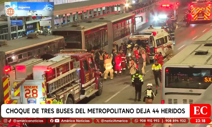 Accidente en Metropolitano: 44 heridos en choque de buses