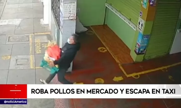 Trujillo: Ladrón roba pollos en mercado y escapa en taxi