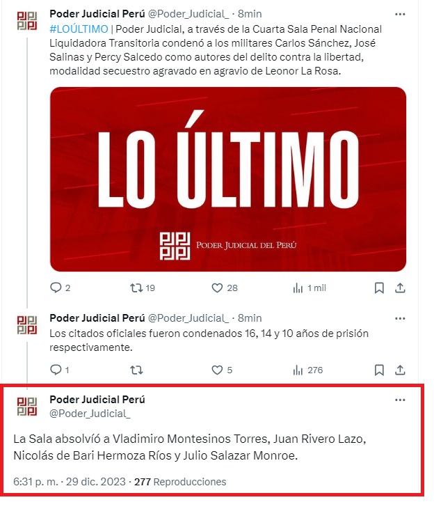 Vladimiro Montesinos PJ lo absolvió del caso Leonor La Rosa - América ...