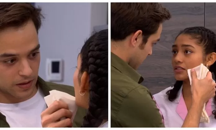 Cristóbal limpió la cara de July y ella casi le roba un beso