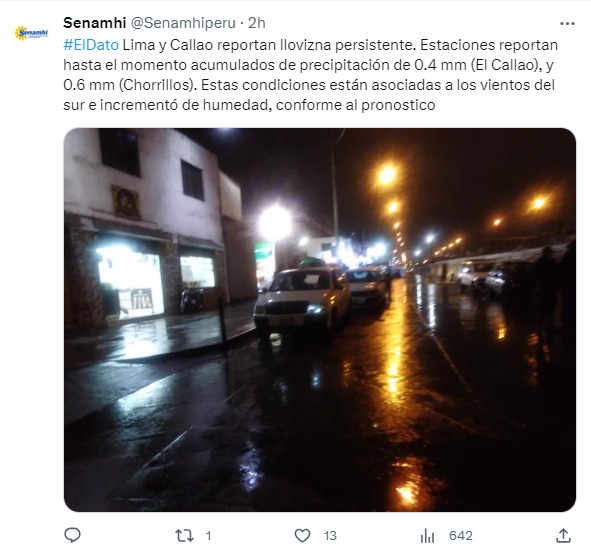 Distritos de Lima y Callao amanecieron con calles mojadas tras intensa llovizna - América Noticias